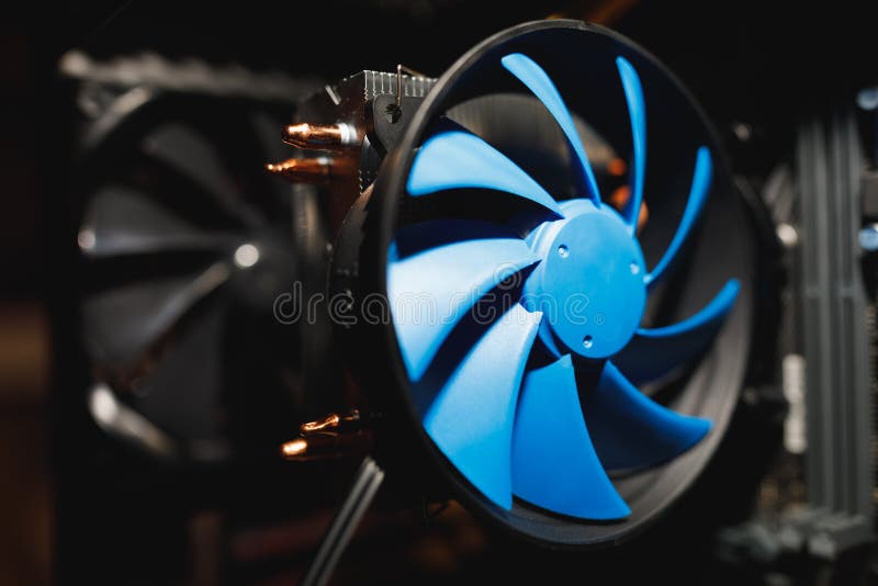 Blue Cpu Cooler Inside PC Case Stock Photo - Image of hardware, inside ...