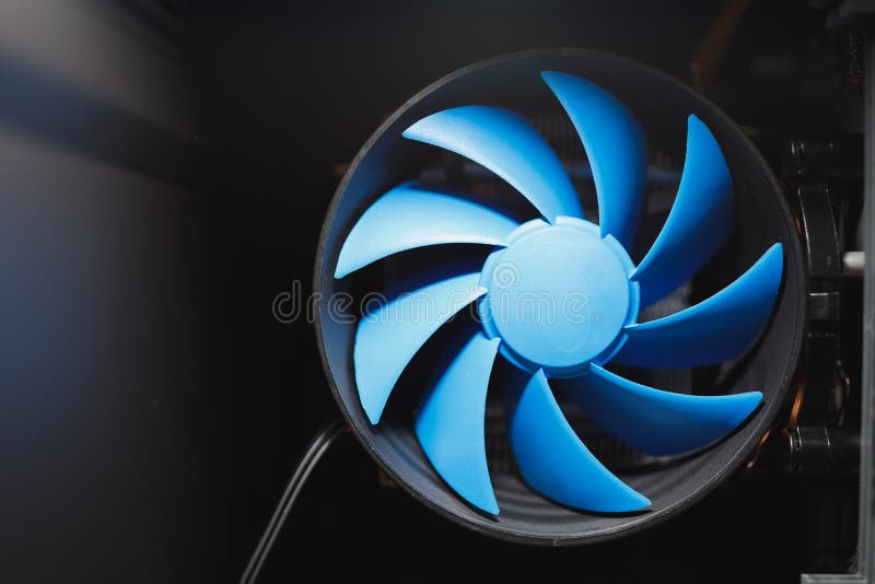 Blue Cpu Cooler Inside PC Case Stock Photo - Image of electronics ...