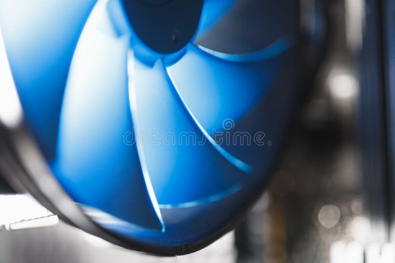 Blue Cpu Cooler Inside PC Case, Shiny Light Background Stock Image ...