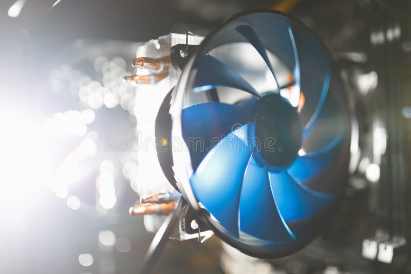 Blue Cpu Cooler Inside PC Case Stock Photo - Image of electric, heat ...