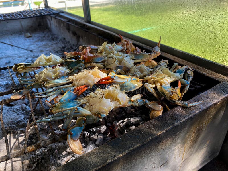 Blue Crab Cooked on the Grill Stock Image - Image of cooked, cuisine ...