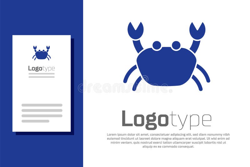 Blue Crab Icon Isolated On White Background. Logo Design Template ...