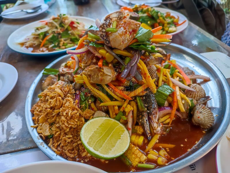 Blue Crab and Mixed Seafood Salad. Stock Photo - Image of curry, soup ...