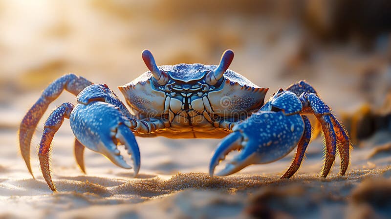 Blue Crab Perched Sandy Seabed Stock Image - Image of sandy, patterns ...