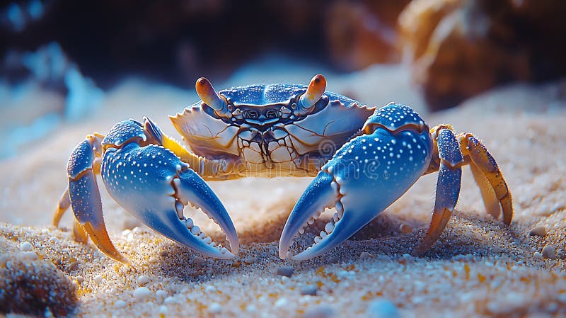 Blue Crab Perched Sandy Seabed Stock Image - Image of patterns, soft ...