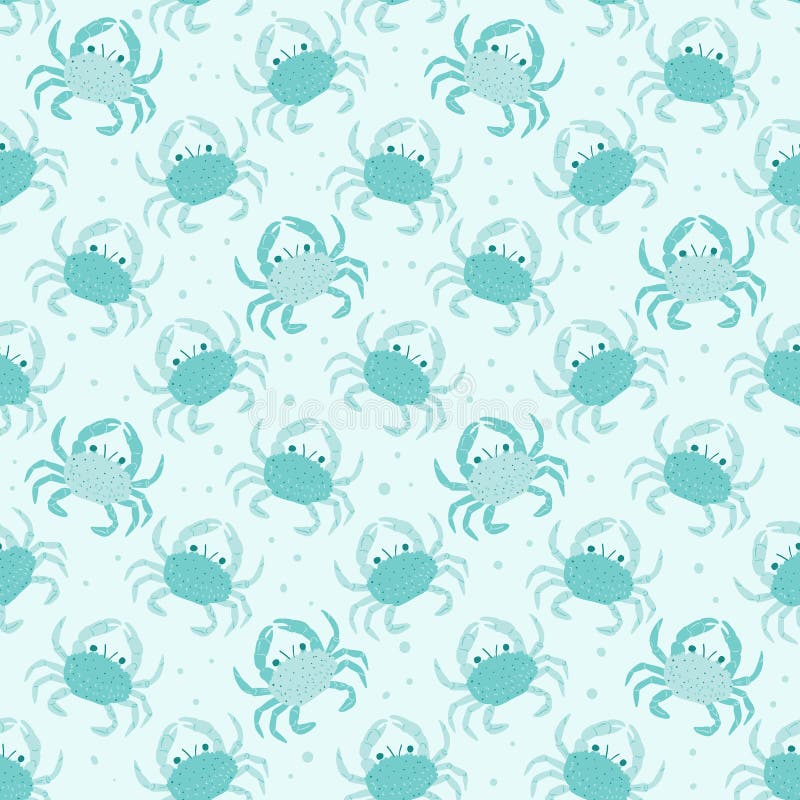 Blue Crabs Seamless Pattern. Underwater World Endless Background ...