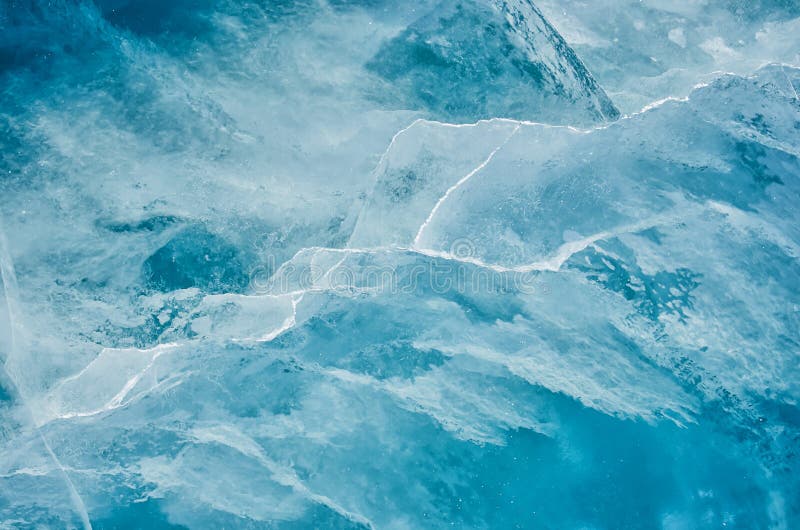 Blue Cracked Surface of the Ice Surface Stock Photo - Image of ...