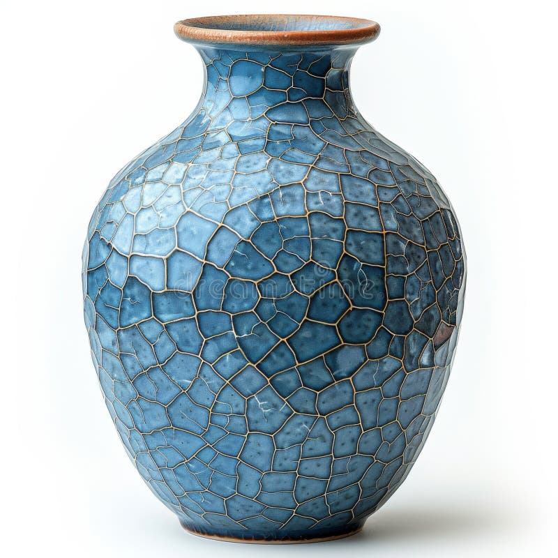 Blue Crackle Glaze Ceramic Vase Stock Illustration - Illustration of ...