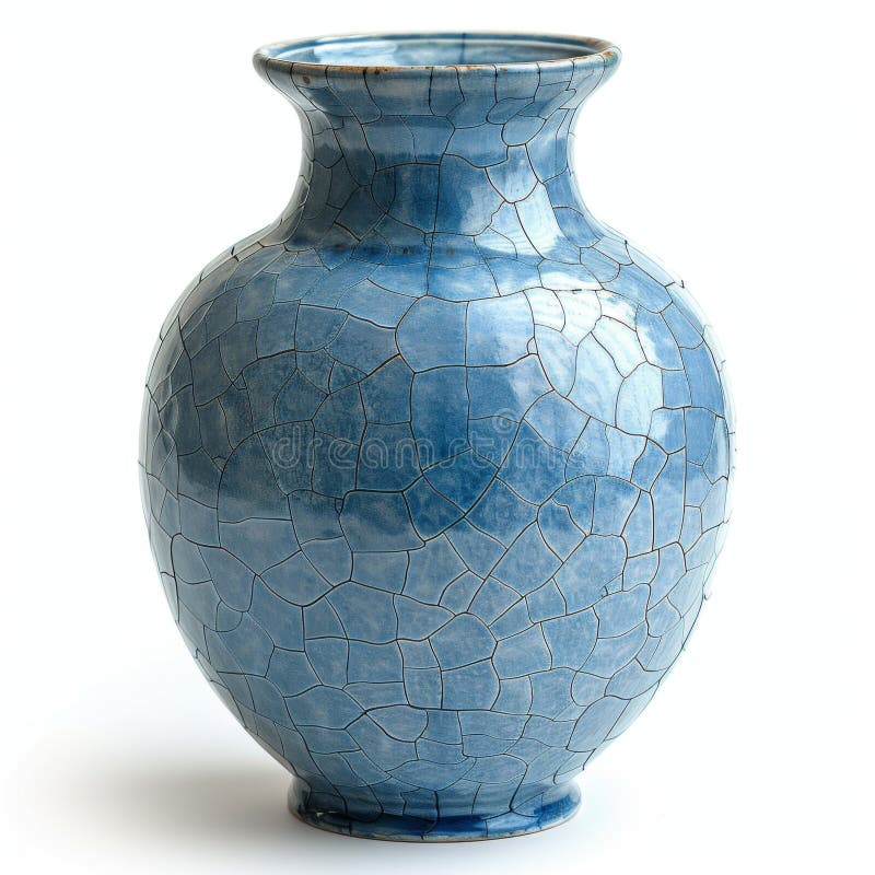 Blue Crackle Glaze Ceramic Vase Stock Illustration - Illustration of ...