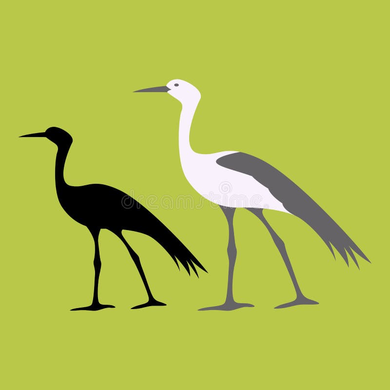 Blue Crane Flat Style Vector Illustration Stock Vector - Illustration ...