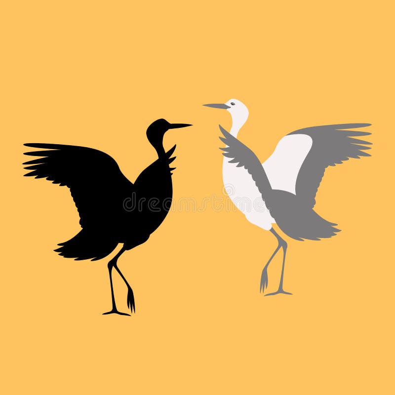 Blue Crane Flat Style Vector Illustration Stock Vector - Illustration ...