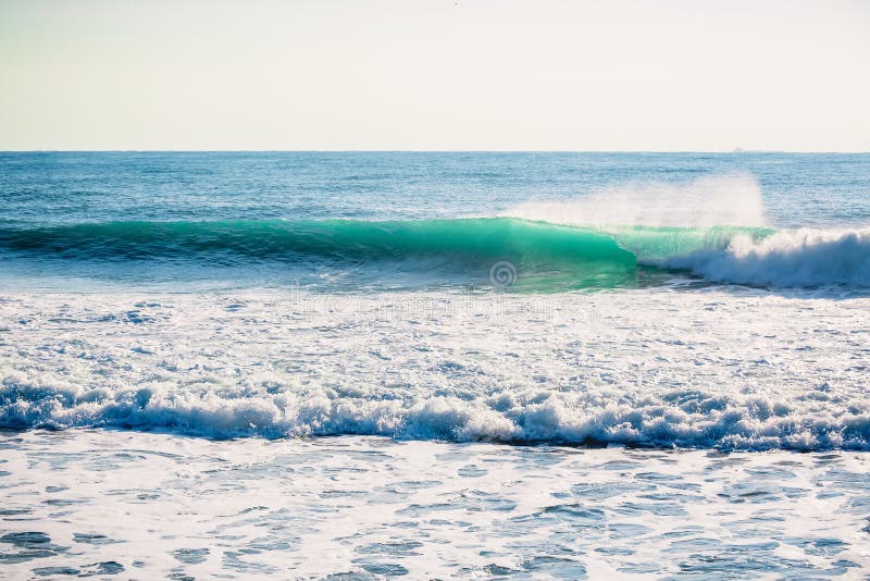 Blue Crashing Wave in Ocean. Crystal Wave in Bali Stock Photo - Image ...
