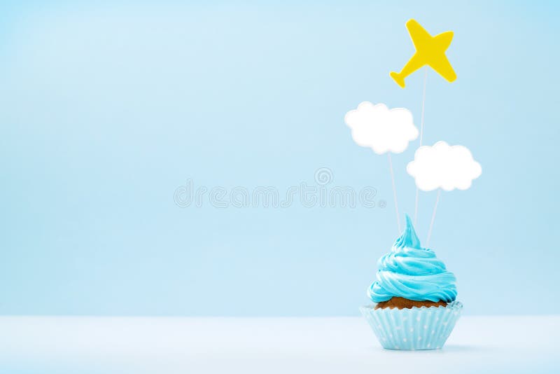 Blue cream cupcake stock image. Image of bubble, birthday - 263221033