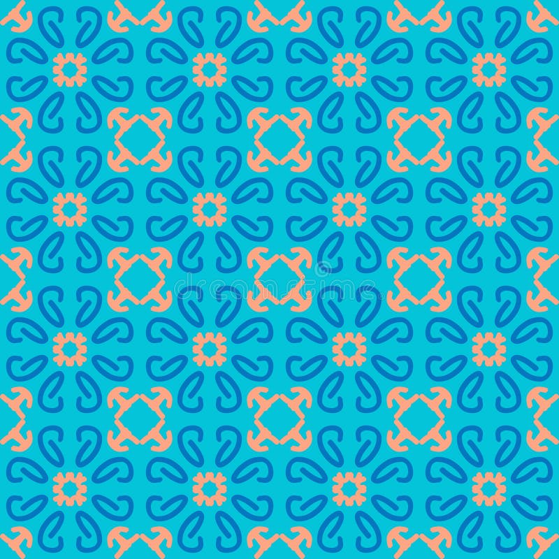 Blue Cream Mandala Art Seamless Pattern Floral Design Background Vector ...
