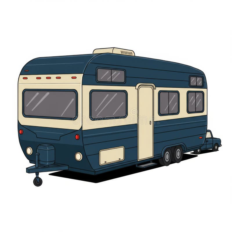 Blue and Cream Vintage Caravan Pixel Art Illustration Stock ...