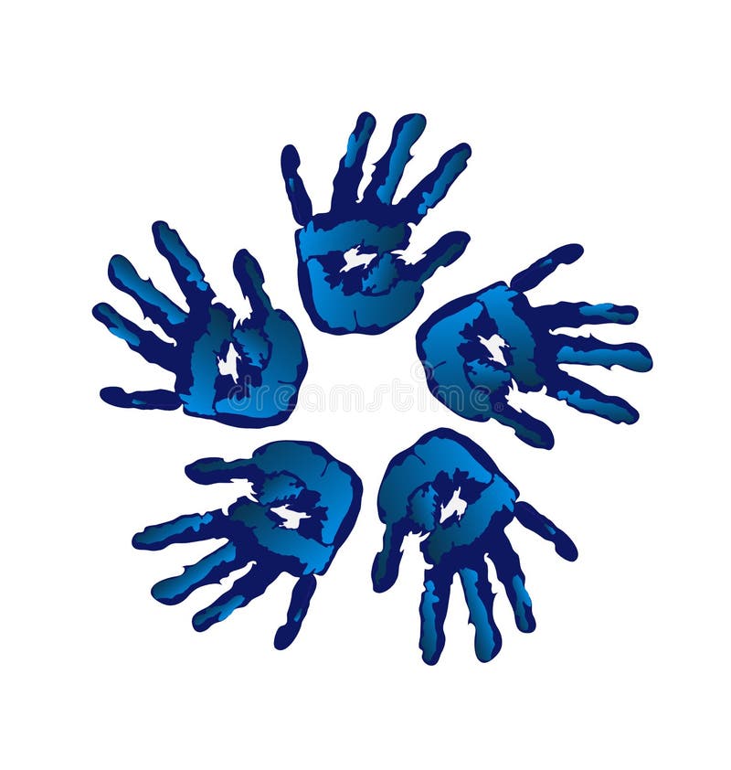 Blue Human Hand Print Vector Logo Stock Vector - Illustration of ...