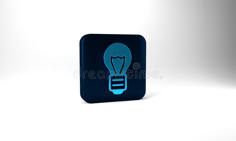 Blue Creative Lamp Light Idea Icon Isolated on Grey Background. Concept ...