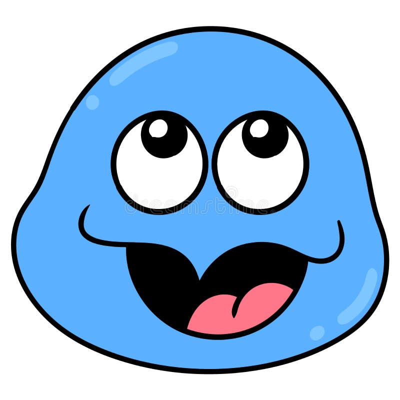 Blue Creature Head Looking Up, Doodle Icon Drawing Stock Vector ...