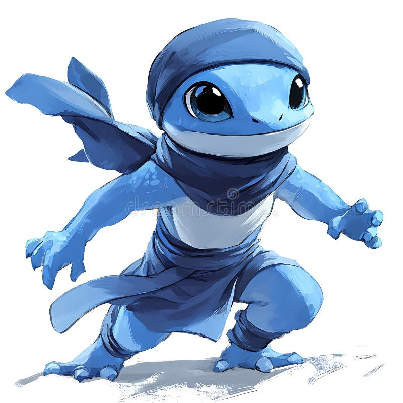 Blue Creature in Martial Arts Pose Stock Illustration - Illustration of ...