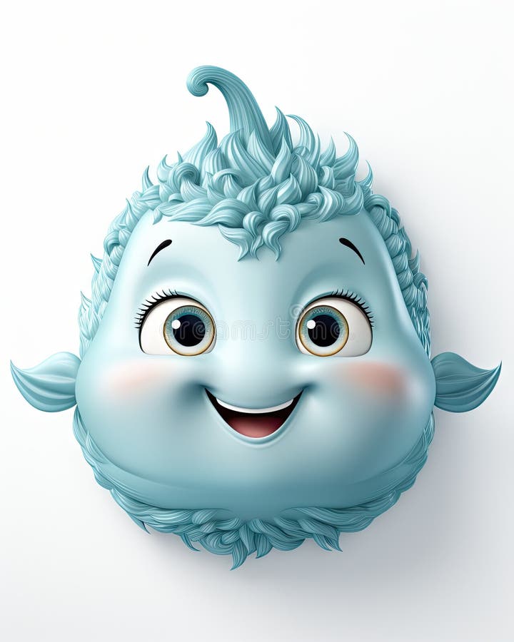 A Blue Creature with a Smile on Its Face and Hair. Generative Ai Stock ...