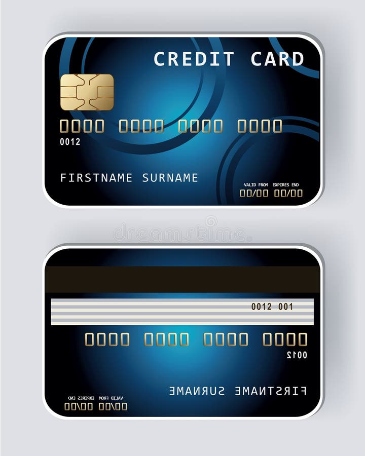 Blue credit card template. stock illustration. Illustration of wave ...