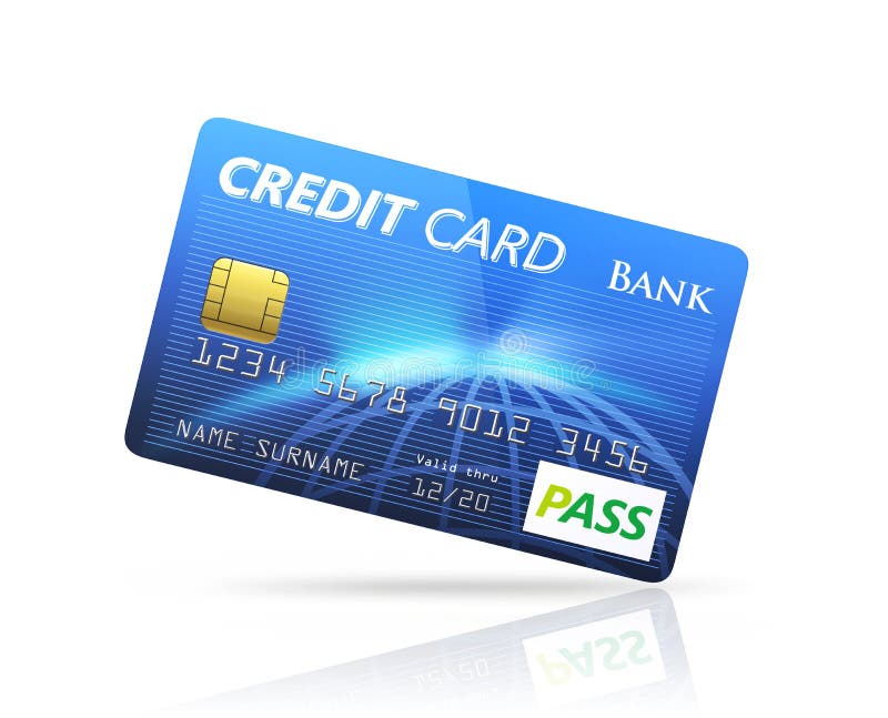 Blue Credit Card Isolated on White Background Stock Illustration ...