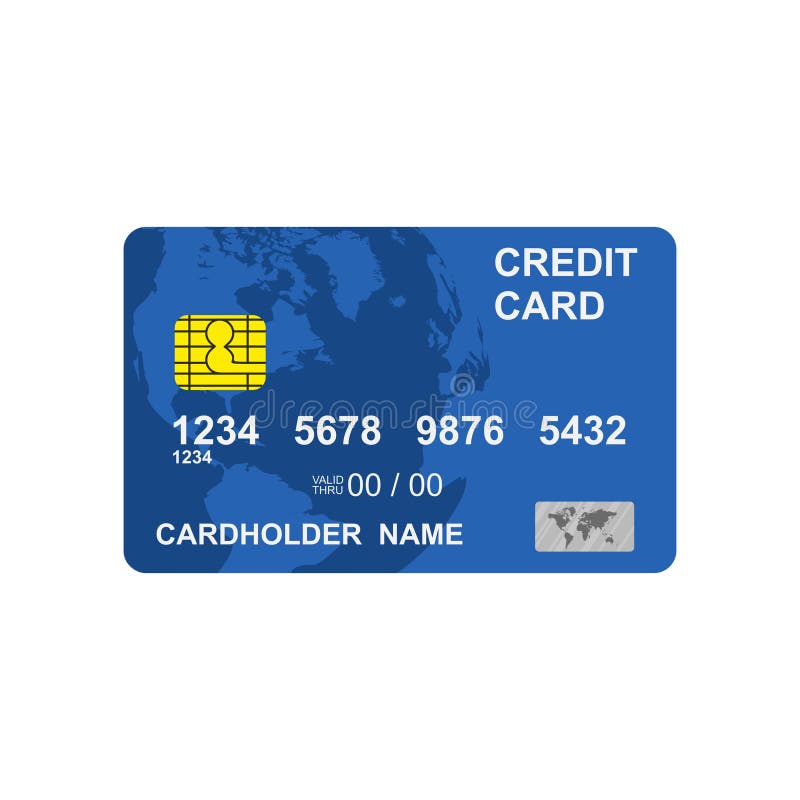 Blue Credit Card Isolated on White Background in Flat Style. Stock ...