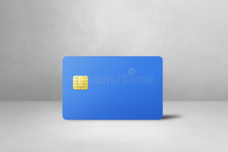 Blue Credit Card on a White Concrete Background Stock Illustration ...