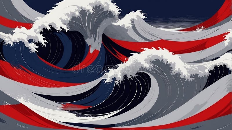 Blue Crest Rush with Moonlit Contrast. AI Generated Stock Illustration ...