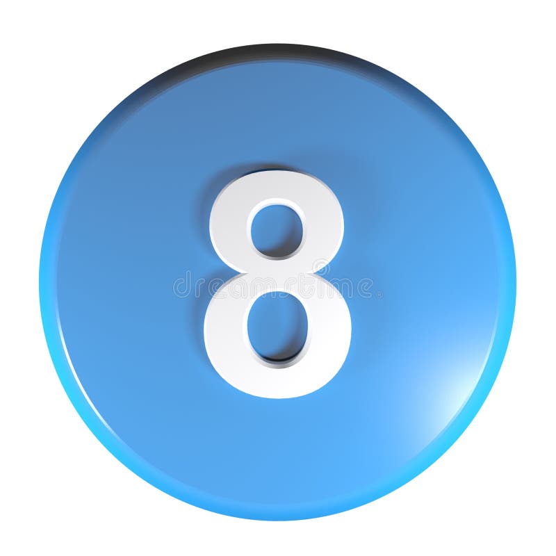 Number 5 Blue Circle Push Button - 3D Rendering Illustration Stock ...