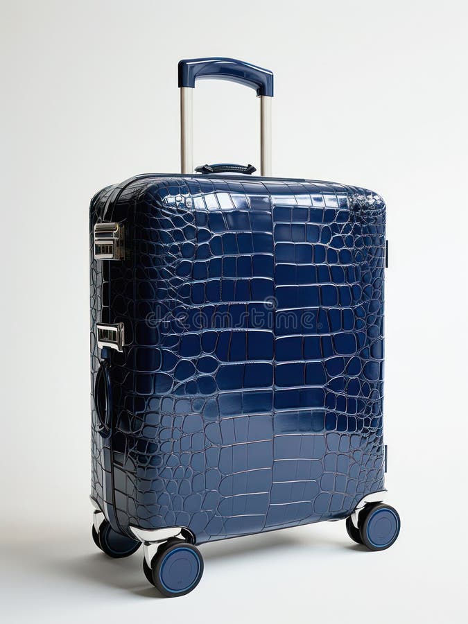 Blue Crocodile Leather Suitcase. Stock Illustration - Illustration of ...