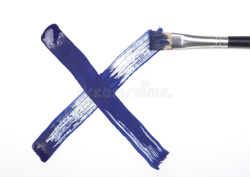 Blue cross and brush stock image. Image of diversity, paint - 7489479