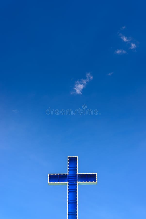 Blue Cross on Clear Blue Sky. Stock Image - Image of faithful, baptists ...