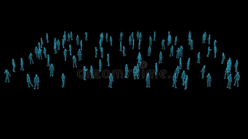 Blue Crowd of People on Black 3d Stock Illustration - Illustration of ...