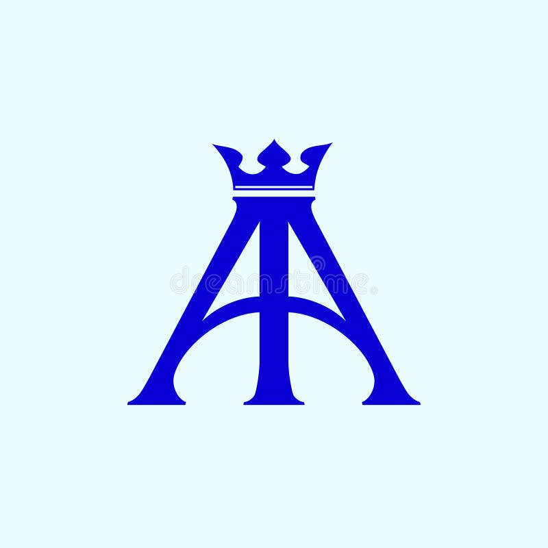 Blue with Crown Creative Letter a and AA Logo Stock Vector ...