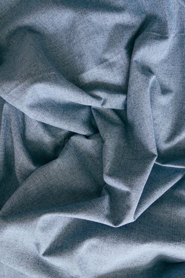 Blue Crumpled Linen Texture Fabric Background. Stock Photo - Image of ...