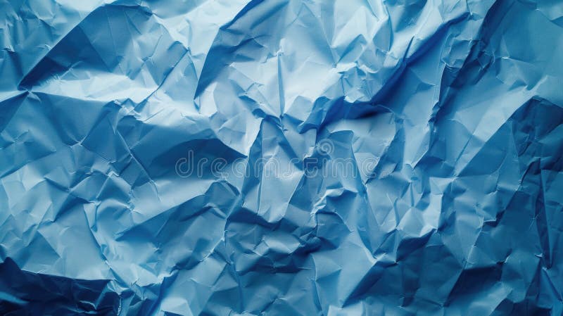 Blue Crumpled Paper Background Texture. Close Up View. Stock ...