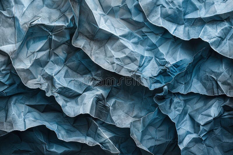Blue Crumpled Paper Texture for Background. Stock Photo - Image of ...