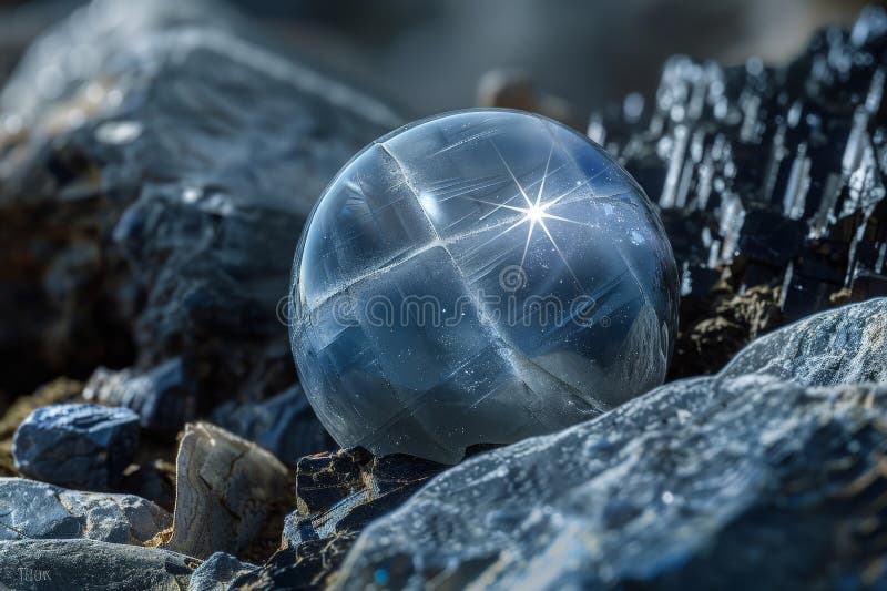 A Blue Crystal Ball with a Star on it Stock Image - Image of light ...