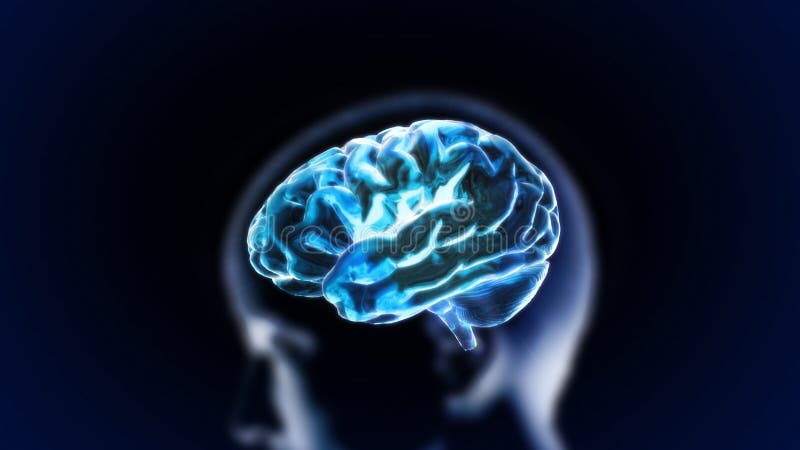 Blue Crystal Brain with Head Stock Photo - Image of cognition, anatomy ...