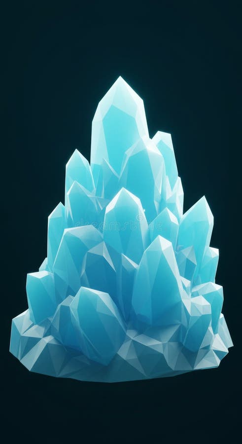 Blue Crystal Cluster 3D Render Stock Illustration - Illustration of ...