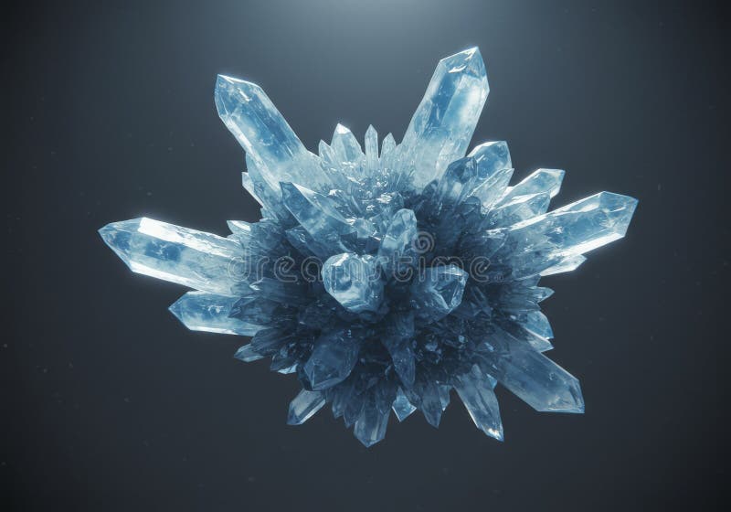 Blue Crystal Cluster on Dark Background Stock Illustration ...