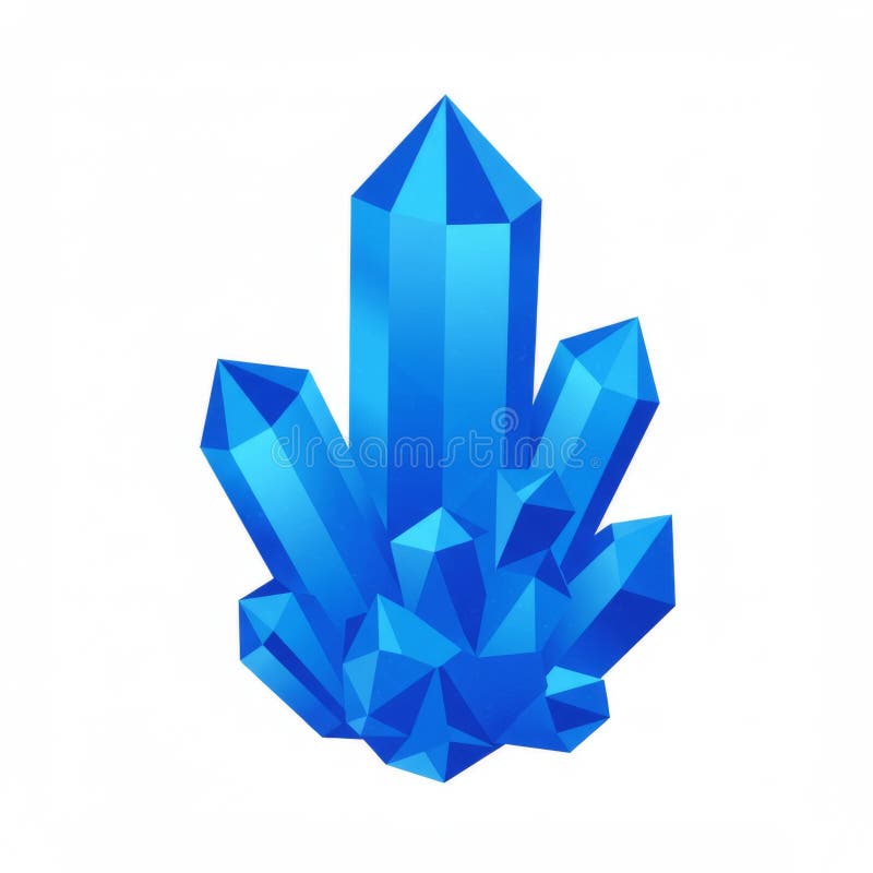 Blue Crystal Cluster on White Background Stock Illustration ...
