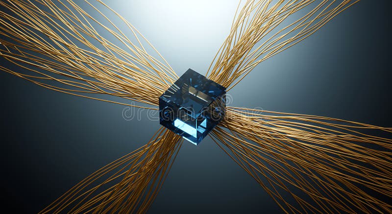 Blue Crystal Cube Central Processing Core Connectivity Stock Illustration - Illustration of ...