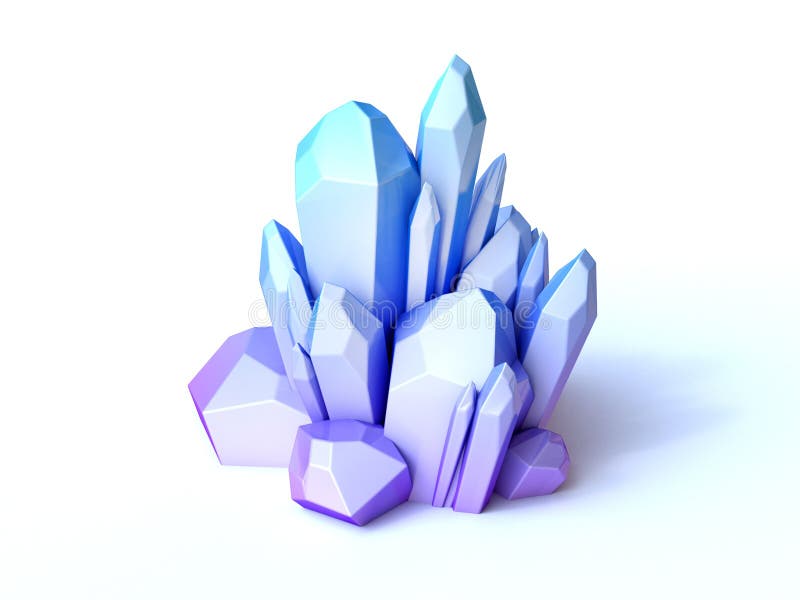 Blue Crystal 3d Rendering on White Background Stock Illustration ...