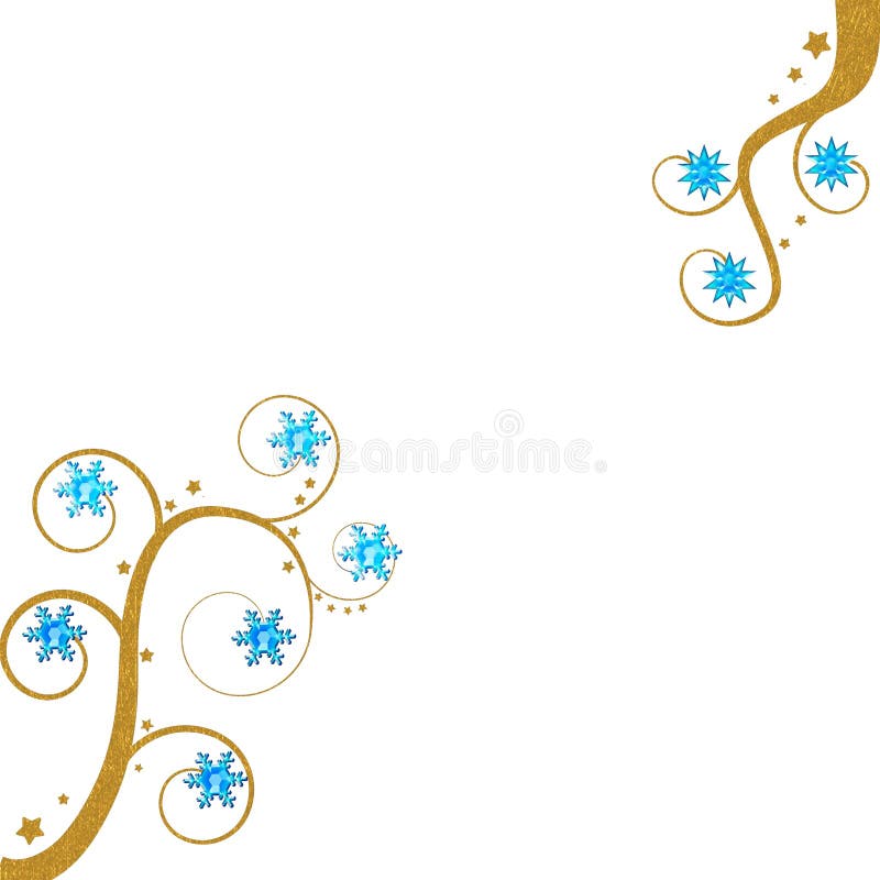 Blue Crystal Flakes Gold Swirls Stock Illustration - Illustration of ...