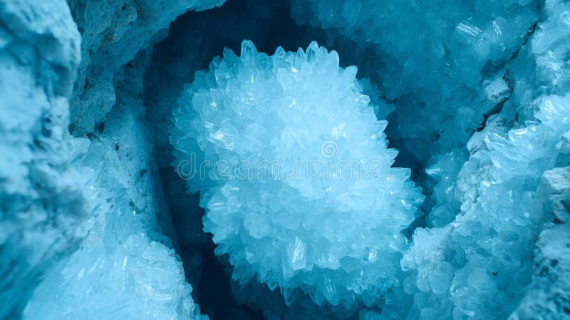 Blue Crystal Formation in Cave Stock Illustration - Illustration of ...