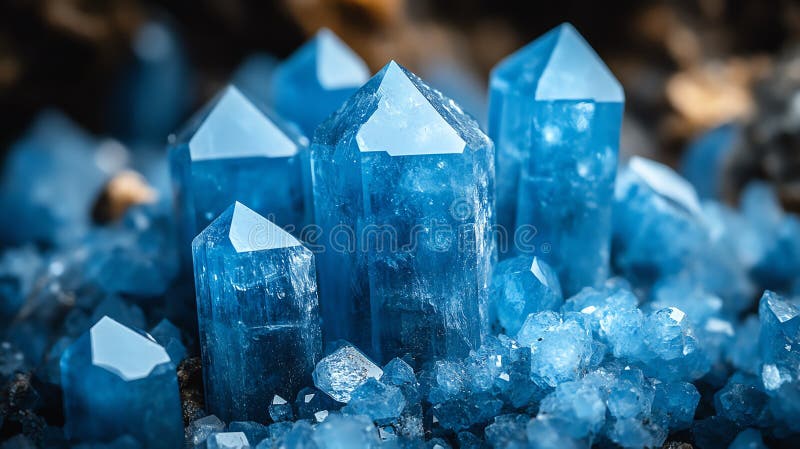 Blue Crystal Formations on a Mineral Surface, Showcasing Stunning ... Blue Crystal Formations on a Mineral Surface, Showcasing Stunning ...