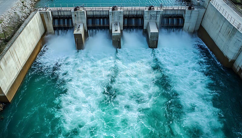 Water Rushing through the Dam Creating Beautiful Waves and Motion Stock ...
