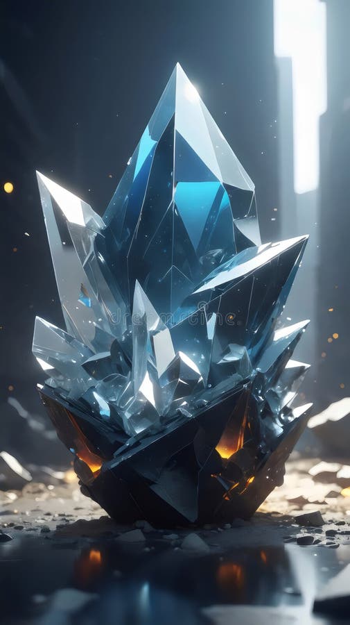 Blue Crystal Object Sitting on Top of a Floor Stock Illustration ...